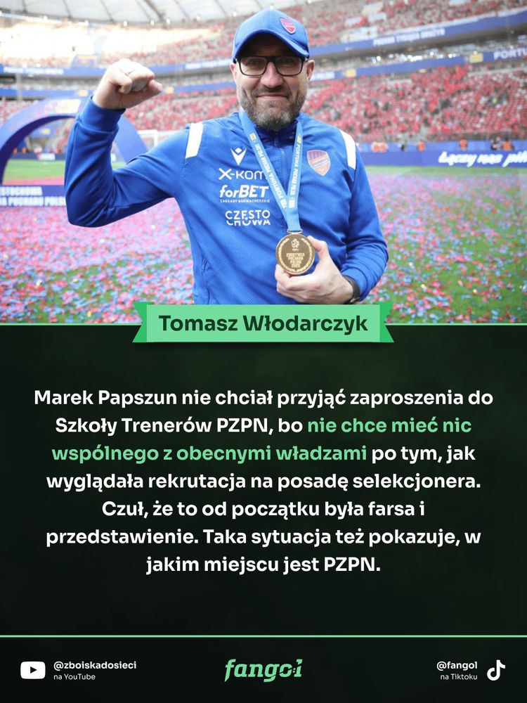 Marek Papszun odcina się od obecnego PZPN-u Marek Papszun odcina się od obecnego PZPN-u